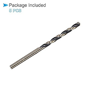 CoCud Twist Drill Bits, 3mm Cutting Edge, Titanium & Nitride Coated High Speed Steel 4341 Round Shank - (Applications: for Stainless Steel Drilling Machine), 5-Pieces