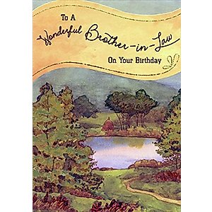 Designer Greetings Calm Lake Between Lush Green Trees Birthday Card for Brother-in-Law