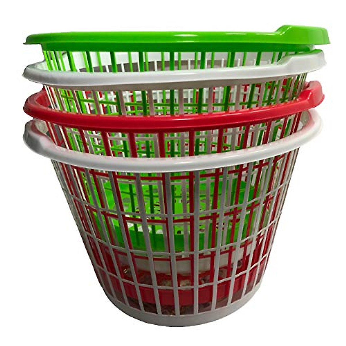 United Solution Set of 4 Assorted Colors Leightweight Plastic One Bushel Capacity Laundry Baskets