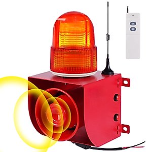 Saladulce Wireless Industrial Siren Alarm 0.311 Mile Outdoor Siren Strobe 120dB Remote Control Sound and Light Alarm IP65 Waterproof Emergency Strobe Warning Light (110V Without Plug)