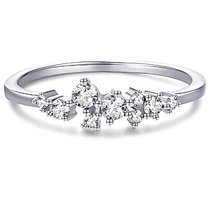 BLOSSOM & HUE Eternity Ring for Women [925 Sterling Silver] with Clusters of Cubic Zirconia [Premium CZ] Stackable Band (Size 7) - for Professionals/Teens/Fashionistas [Hypoallergenic]