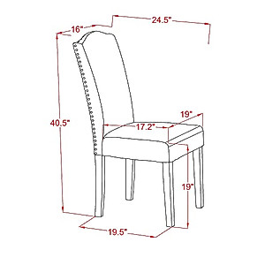 East West Furniture ANEN3-MAH-66 3Pc Rounded 36 Inch Dining Table And 2 Parson Chair With Mahogany Leg And Brown Flaux Leather, 3