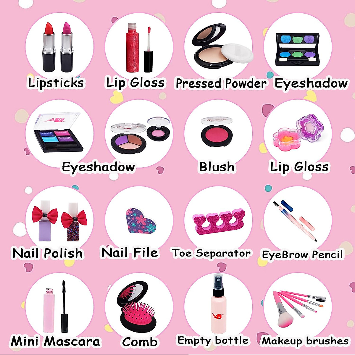 Washable Kids Makeup Girl Toys - Real Kids Makeup Kit for Girls Make Up Set for Child Toddler Children Princess Christmas Birthday Gifts Present for 4 5 6 7 8 9 10 Year Old Girls Gift