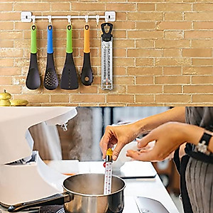 2 Pcs Candy Thermometer with Pot Clip, Stainless Steel Sugar Syrup Jam Jelly Oil Deep Fry Thermometer with Hanging Hole, Classic Kitchen Cooking Thermometer Confection Glass Thermometer for Food