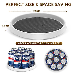 Pretireno Lazy Susan Turntable 2 Pack , Non-Skid Lazy Susan Organizer 10 Inch for Cabinet, Pantry, Kitchen, Countertop, Vanity Display Stand White/Gray