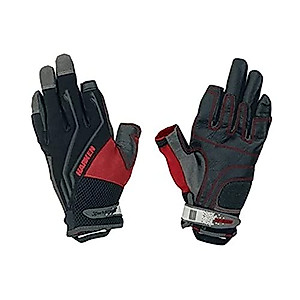 Harken Sport Classic 3/4 Finger Glove, Grey/Black/Red, Large