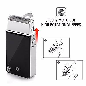 Men Electric Ultra Thin Shaver Rechargeable Washable Wet/Dry Razor for Face Care Beard Trimmer Reciprocating Blade with USB Charger