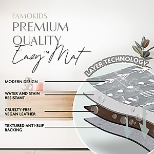 Famokids - Eazy Vegan Leather Kitchen Mat, Baby-Safe Kitchen Floor Mat, Non Slip Kitchen Floor Mats, Waterproof Mat for Kitchen Floor, Baby Playroom, & More, Rectangle, 2 x 4 ft, Pearl