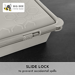 Big Bee, Little Bee - SoftShell XL Reusable Silicone Food Storage Container with Connected Clamshell Lid, Easy to Clean, Snaps Closed, Microwave, Freezer & Dishwasher Safe (Aqua)