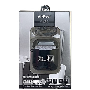 Jaustee The Office Tv Show Merchandise, Airpods Case Protective Cover Skin - White Premium Hard Shell, Silicone Anti-Lost Hook, for Apple 2 &1, Best Gift Girls and Women (Black)