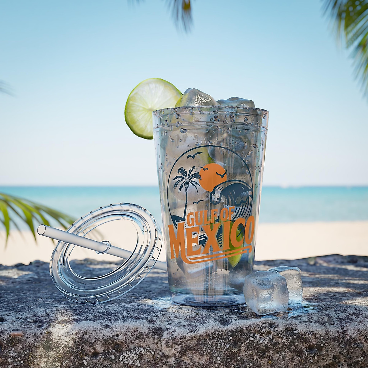 Gulf of Mexico Retro Travel Tumbler with Straw 16oz Travel Cup Beach Vacation Gulf of Mexico Nostalgia - Meandering Annie