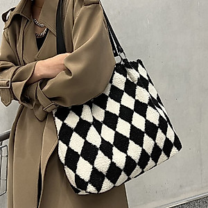 Women Handbag Single Shoulder Bag Large Capacity Lamb Wool Handbag Tote for Lady Womens Handbag