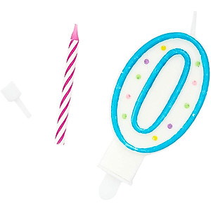 BLUE PANDA - 154-Piece Candles Number 0-9 Rainbow Stripes Birthday Cake Numeral Topper Decorations with Holders for Party Decor