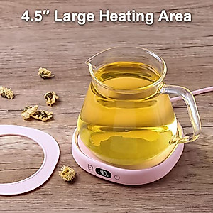 Bsigo Smart Coffee Mug Warmer & Cute Cat Glass Mug Set, Beverage Warmer for Desk Office, Cup Warmer Plate for Milk Tea Water with Time & Temperature Setting(Up to 140℉/ 60℃), 8H Auto Shut Off, Clear