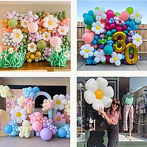 GIHOO Daisy Balloons 9 Pieces 3 Sizes White Daisy Flower Balloons for Daisy Theme Girls Birthday Party Wedding Baby Shower Decor (3 Sizes mixed)