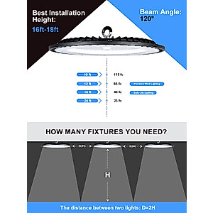 ONLYLUX UFO LED High Bay Light LED Shop Lights 200W 30000LM 100-277V 5000K IP65 High Bay LED Lighting with Plug for Garage Gym Factory Warehouse-2Pack