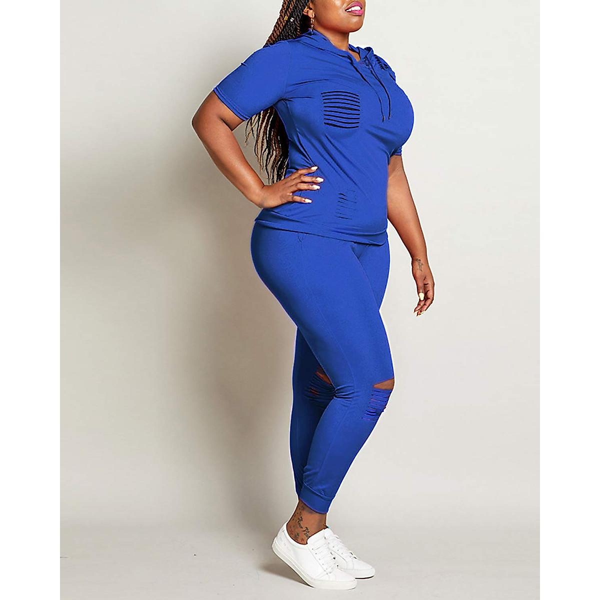 TOP-VIGOR Womens 2 Piece Outfits, Casual Sports Short Sleeve Sweatshirt and Jogging Sweatpants Suit