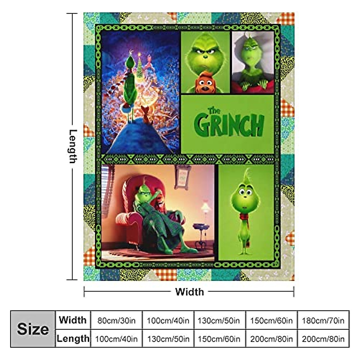 Christmas Green Monster Blanket, Ultra Soft Flannel Fleece Throw Blankets Lightweight Warm Travel Blankets with 1 Throw Pillow Covers for Couch Sofa Bed Kids Adults All Season