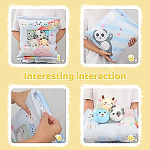 AIXINI a Bag of Animal Snack Pillow Plush Pudding Cat Panda Removable Stuffed Animal Sets Creative for Kids