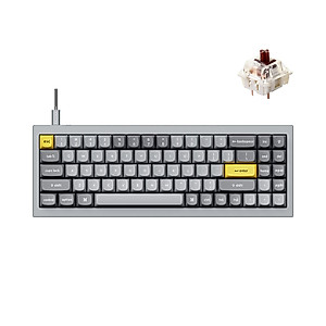 Keychron Q7 Wired Custom Mechanical Keyboard, 70% Layout QMK/VIA Programmable Macro with Hot-swappable Gateron G Pro Blue Switch Double Gasket Compatible with Mac Windows Linux (Grey)