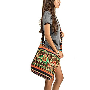 Patchwork Brown Cotton Hobo Crossbody Shoulder Bag Hipster Boho Sling Messenger School Casual