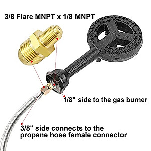 NQN Upgraded 12 FT 0-30 PSI High Pressure Adjustable Propane Regulator with Gauge 0~60PSI Gas Flow Indicator, QCC1 x 3/8" Female Flare Fitting with 3/8 Flare x 1/8 MNPT, Stainless Braided Propane Hose