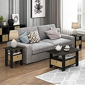 Furinno Coffee Table with Bins, Espresso/Brown