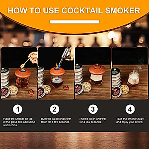 Old Fashioned Smoker Kit with Torch and 2 Ice Cubes,6 Flavors of Wood Smoker Chips with Exquisite Packaging- Cocktail Smoker Kit Whiskey Smoker kit Drink Smoker Kit Infuse Whiskey and Bourbon - Gift for Dad & Husband & Friend (No Butane)