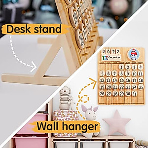 Panda Brothers Wooden Perpetual Calendar - Montessori Toy for Kids Learning Seasons, Months and Days of The Year, Preschool Calendar for Kids Learning at Home and Classroom Teaching, on Desk and Wall