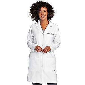 Womens Embroidered White Lab Coat - WonderWink® Long Lab Coat - Women's Long Lab Coat Lab Coat - Add a name - Business Name - Personalized Lab Coat with Name (XL)