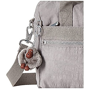 Kipling Women's Klara Handbag, Organize Accessories, Removable Shoulder Strap, Dual Carry Handles, Crinkle Nylon Bag, Cool Grey Tonal