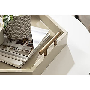 Kate and Laurel Lipton Modern Hexagon Tray, 18 x 18, Sand, Midcentury Decorative Serving Tray for Storage and Display