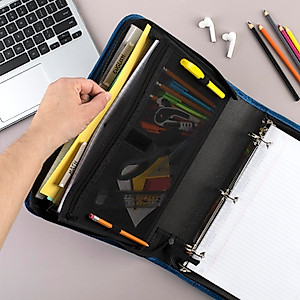 Five Star Zipper Binder, 1-1/2 Inch 3-Ring Binder for School, 3 Pocket Expanding File, 500 Sheet Capacity, Blue (72202)