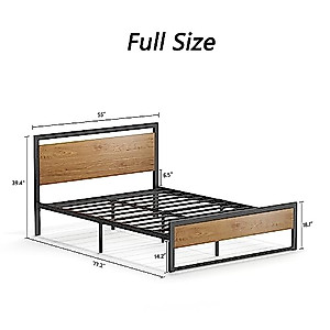 BONSOIR Full Size Bed Frame Steady Steel Platform with Wood Headboard/Footboard (Full Size)