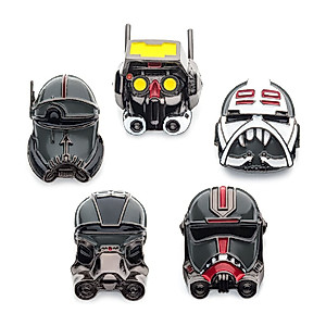 Disney's Star Wars BAD BATCH 3-Dimensional HELMET PIN, Collectors 5 PIN SET, Official Lucasfilm Star Wars Bad Batch 3D METAL HELMETS, 5 x Pins