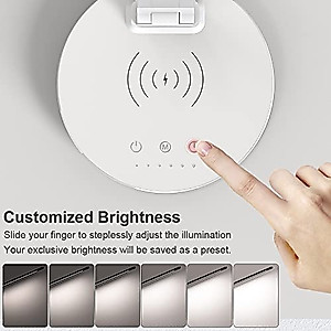 Vansuny LED Desk Lamp with Wireless Charger USB Charging Port Touch Control Dimmable Office Lamp 1h Timer 5 Color Modes 6 Brightness Levels Eye-Caring Table Lamp for Home Office Bedroom White