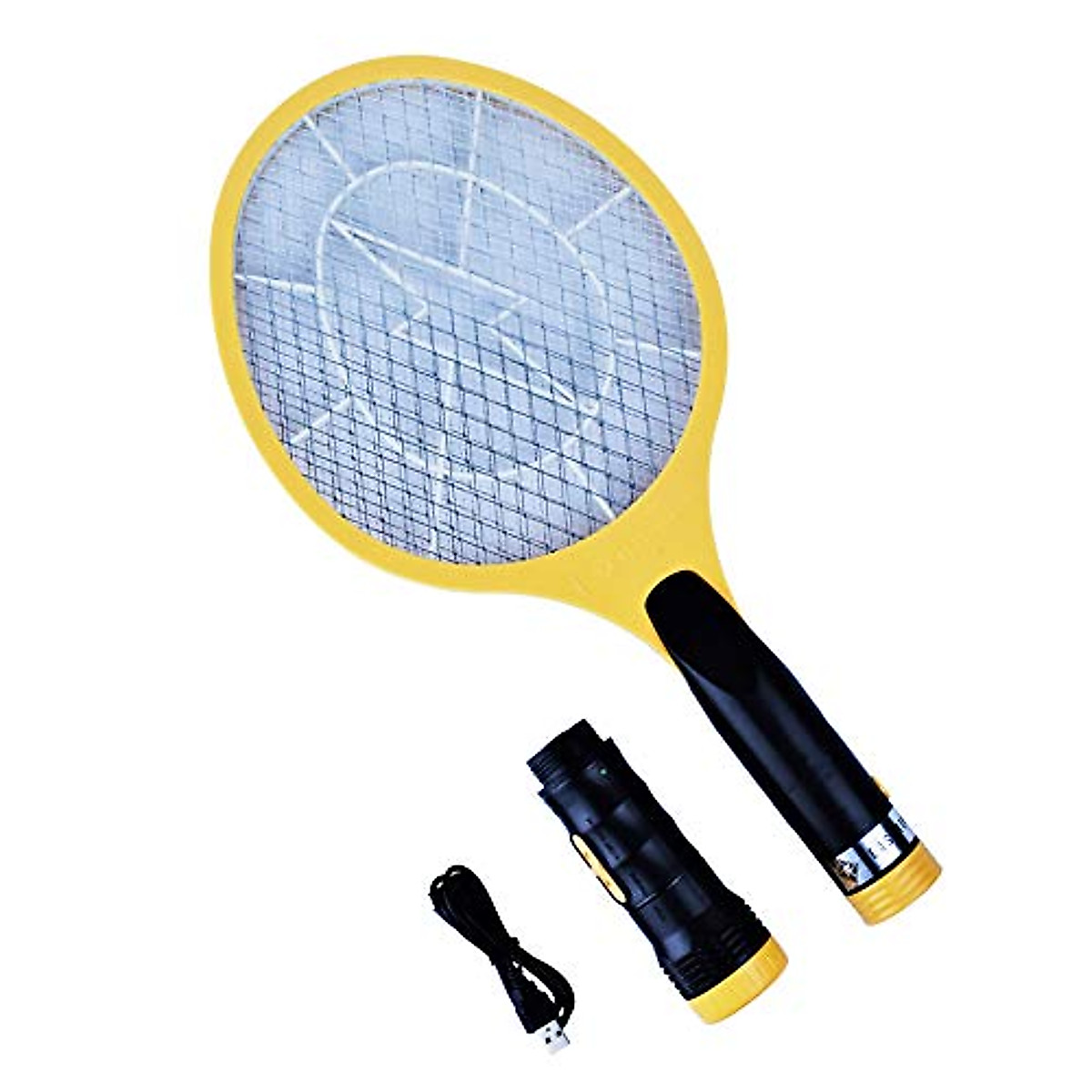 Beastron Bug Zapper Electric Fly 3000V USB Rechargeable, Mosquito Racquet Killer Racket with LED Light & 2 Layer Mesh (Large Size), yellow