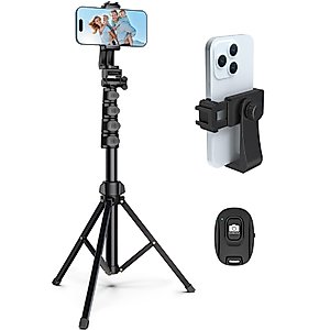 Liphisy 64” Tripod for Cell Phone & Camera, Phone Tripod with Remote and Phone Holder, Sturdy & Stable Height Adjustable Multi-Angle Shot Selfie Stick Tripod for Video Recording