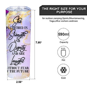 Christian Gifts for Women,Inspirational Gifts for Women Bible Religious, Insulated Skinny Tumbler Marbling Coffee Mug with Lid 20oz Reusable Slim Iced Coffee Mug for Friends Female Sister (Pack of 1)