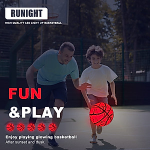 RUNIGHT Light Up Basketball - Extra Pump and Net - Official Size 5 - Great Glow in The Dark with 2 LED Lights and Pre Batteries- Youth Balls Gift for Kids,Teen Boys and Girls for Night Game