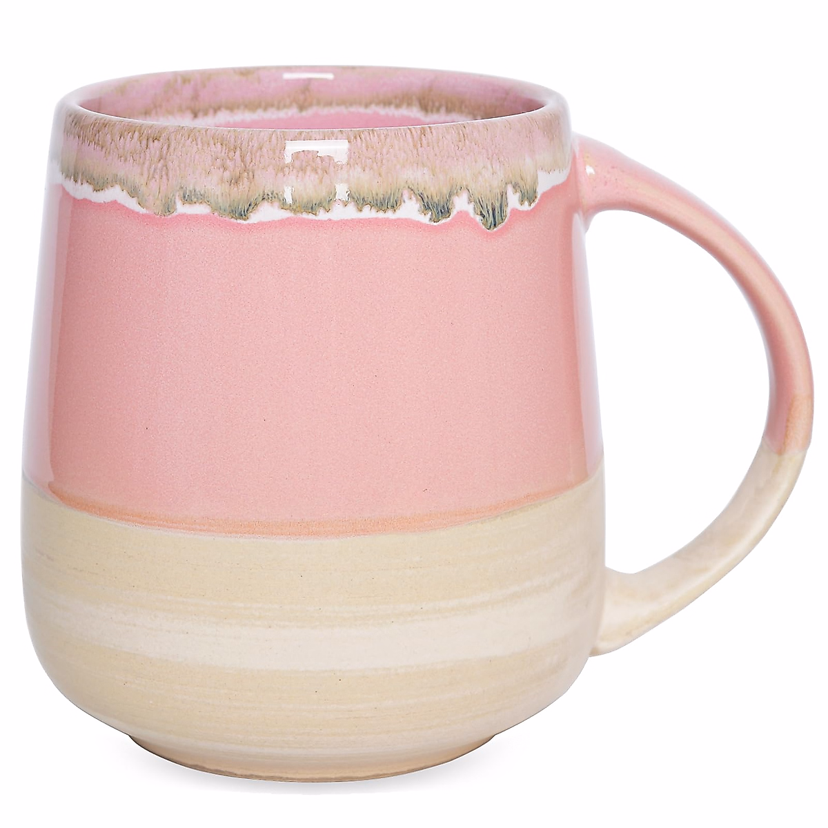 Bosmarlin Extra Large Ceramic Coffee Mug, 23 Oz, Dishwasher and Microwave Safe, Oversized Big Tea Cup, Reactive Glaze (Pink)