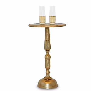 OBJET D'ART Small Round Gold Side Table, Accent, End, Pedestal, Martini, Cocktail and Drink Table for Living Room and Small Spaces, Hannah Vintage Metal Brass Style Decor, 20" Height