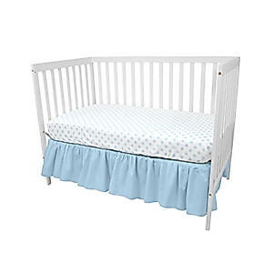 American Baby Company 100% Cotton Percale Standard Crib and Toddler Mattress Bundle, Blue Dots Fitted Sheet and Skirt, for Boys and Girls