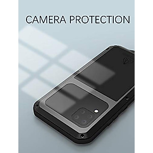 LOVE MEI Metal Case for Huawei P40 Lite, Heavy Duty Military Bumper Robust Dustproof Shockproof Anti-Drop Aluminum Metal Full Body Protection case Cover with Tempered Glass for Huawei P40 Lite (Black)