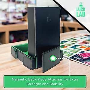 Luck Lab Folding Dice Tower and Dice Tray for RPG Table Top Gaming - Black/Green - Tree of Life Design