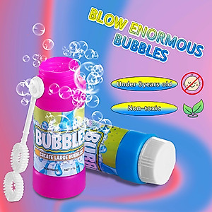Party Bubbles for Kids - (Bulk Pack of 24) 2-oz Bubbles Bulk Solution with Bubble Wands Assorted Neon Colors for Outdoor Toys Summer Games, Birthday Kids Party Favors, & Goodie Bags Stuffers for Kids