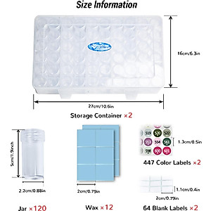 Diamond Painting Storage Containers, 2 Packs 60 Jars Bead Organizer and Diamond Painting Labels, Bead Organizers and Storage for Diamond Painting Accessories, Diamond Art Storage, Diamond Dots Storage