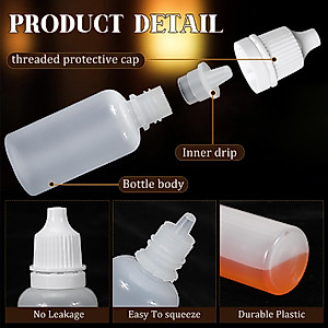 Umigy 200 Pcs Dropper Bottles Empty Eye Dropper Bottle Small Liquid Plastic Container Portable Squeezable Eye Liquid Dropper with Caps and Plug for Oil, Eye Liquid Storage (20 ml)