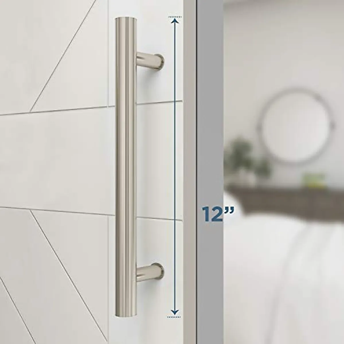 National Hardware N700-101 Interior Sliding Barn Door Hardware Madison Pull, 12-Inches, Easy to Install, Satin Nickel