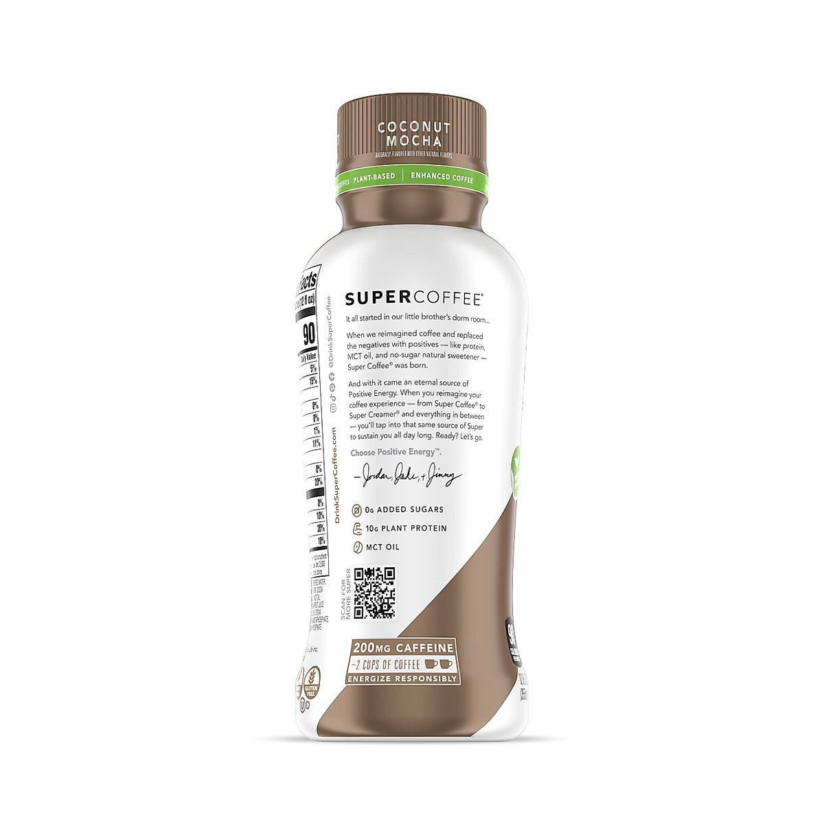 Super Coffee, Ready To Drink Iced Coffee, Coconut Mocha (12 Ounce Bottles, Pack of 12) - Low Net Carbs, No Added Sugar, Keto Friendly, 10g of Protein, Low Calorie, Protein Coffee, Smart Coffee